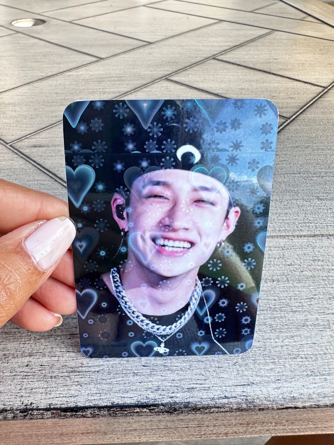 SKZ Chan Heart Moon Smile Holographic Card - Etsy