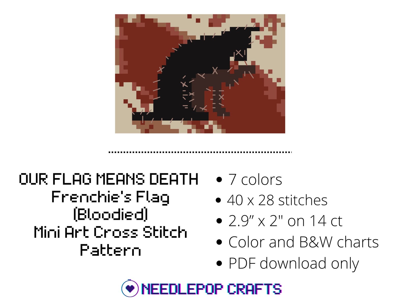 Our Flag Means Death Frenchie's Bloody Cat Flag Mini Cross - Etsy