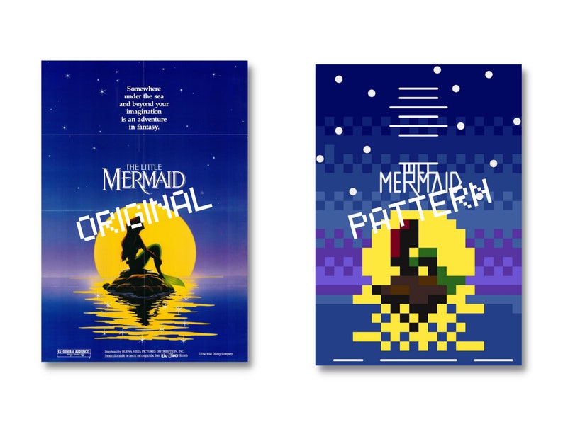 LITTLE MERMAID Mini Movie Poster Cross Stitch Pattern (PDF) - Etsy