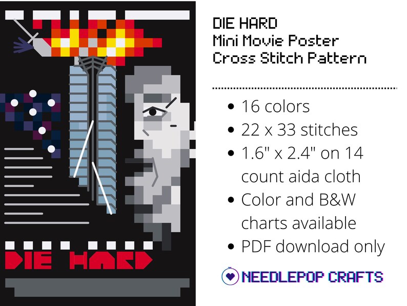 DIE HARD Mini Movie Poster Cross Stitch Pattern PDF Download - Etsy