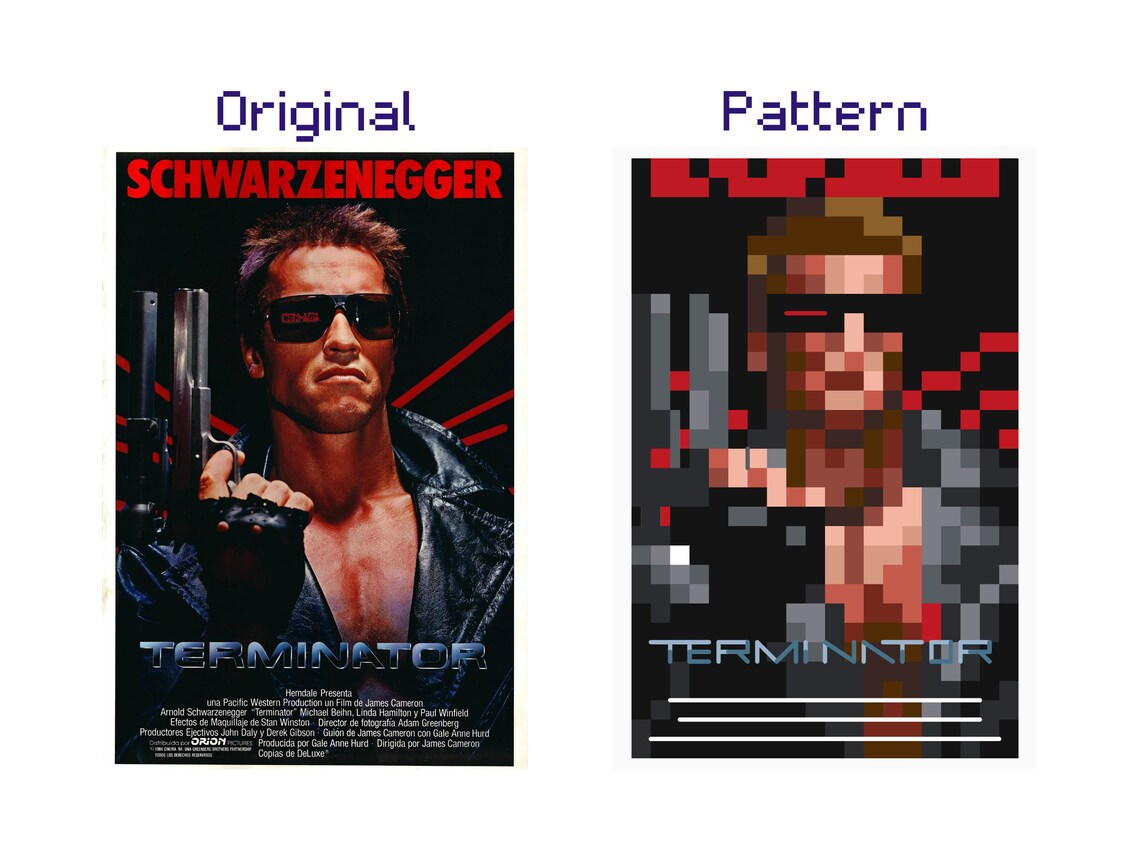 TERMINATOR Mini Movie Poster Cross Stitch Pattern PDF Download - Etsy