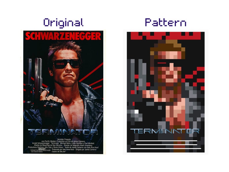 TERMINATOR Mini Movie Poster Cross Stitch Pattern PDF Download - Etsy