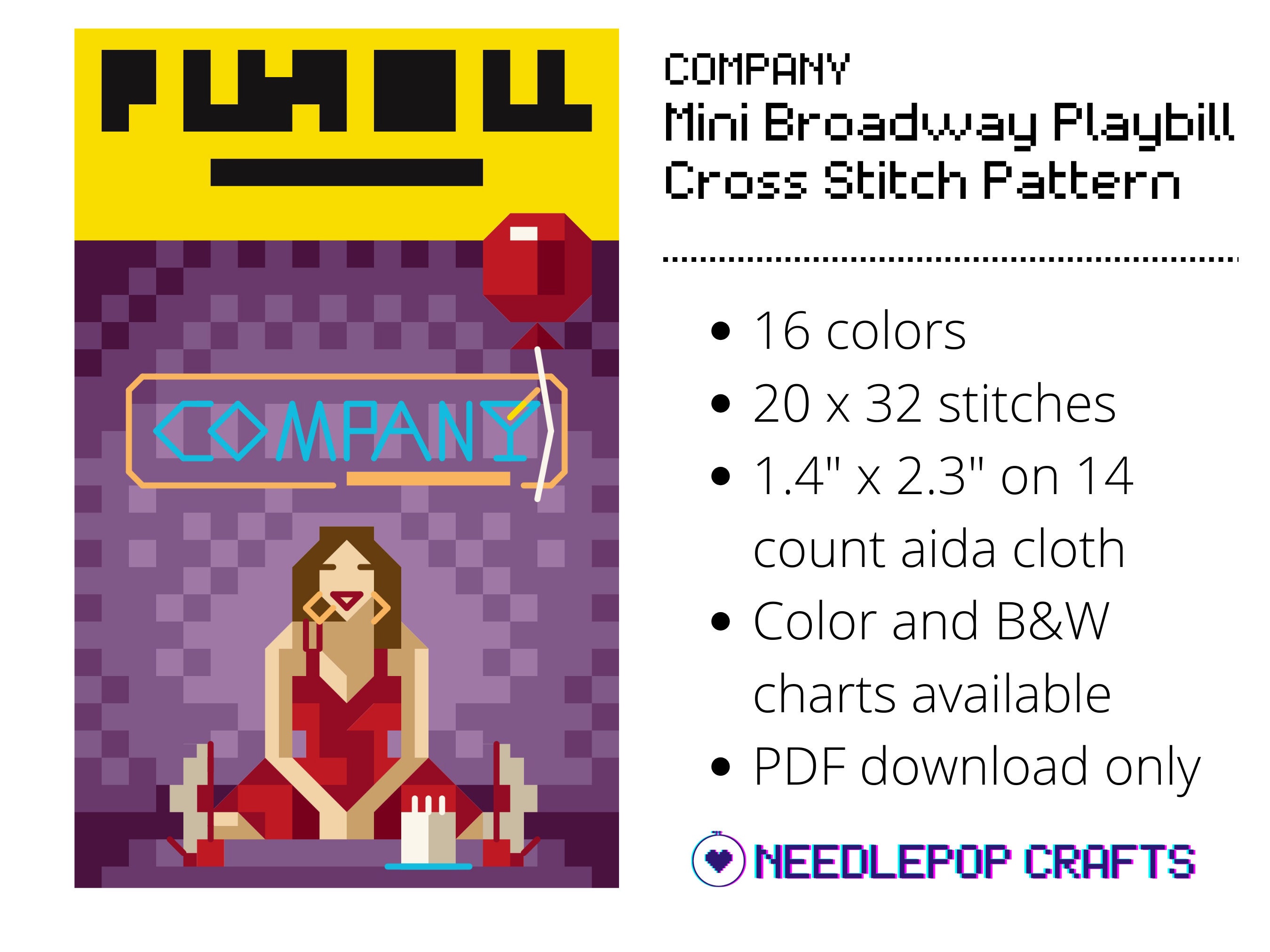 COMPANY Mini Broadway Playbill Cross Stitch Pattern PDF - Etsy
