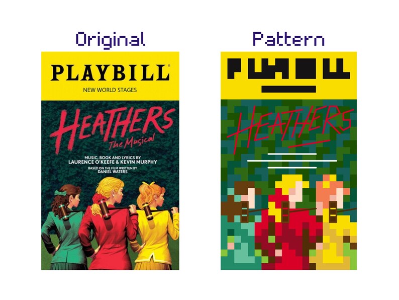 HEATHERS Mini Broadway Playbill Cross Stitch Pattern PDF - Etsy