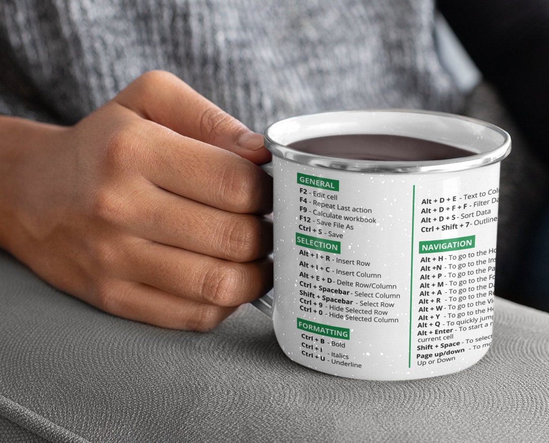 Excel Super Shortcuts Mug: Coworker Coffee Mug, Office Mug, Enamel ...