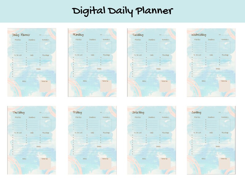 Daily Digital Planner Watercolour Theme Goodnotes Ipad & - Etsy
