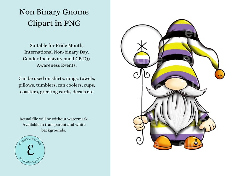 Non-binary Gnome Clip Art | Sublimation | PNG | Gonk | Pride Month ...