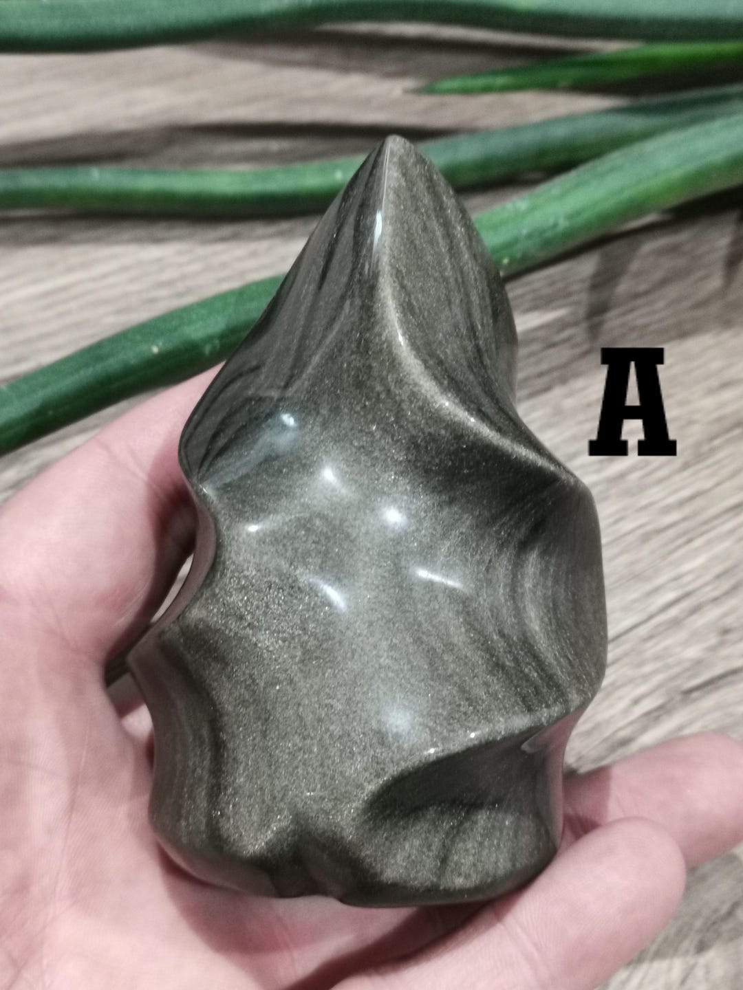Obsidian With Golden Reflection, Natural Stone Cut in Flame of Your ...