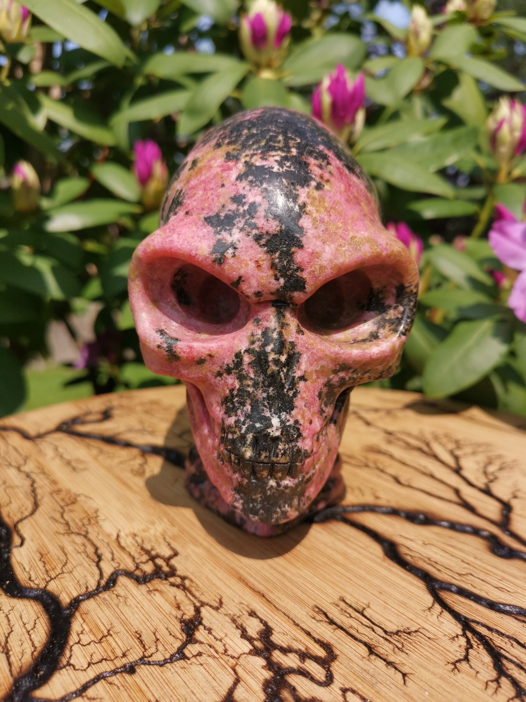 Rhodonite 6.5 Inch, CRYSTAL ALIEN Skull Sculpture / MAYA Traveler Skull ...
