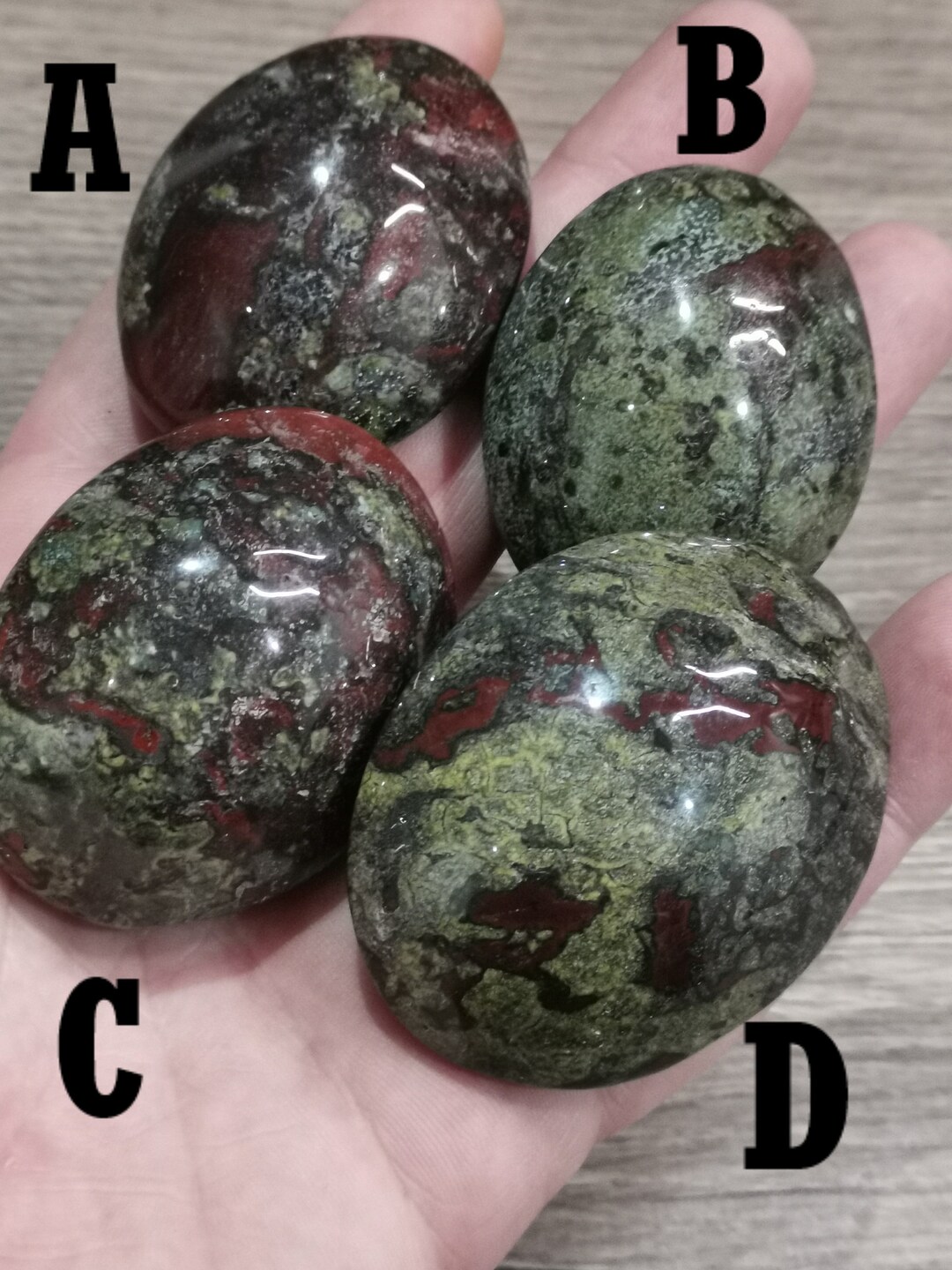 Dragon Blood Jasper Natural Stone / Cut Into Pebble, Palm Stone / Lithotherapy - Etsy