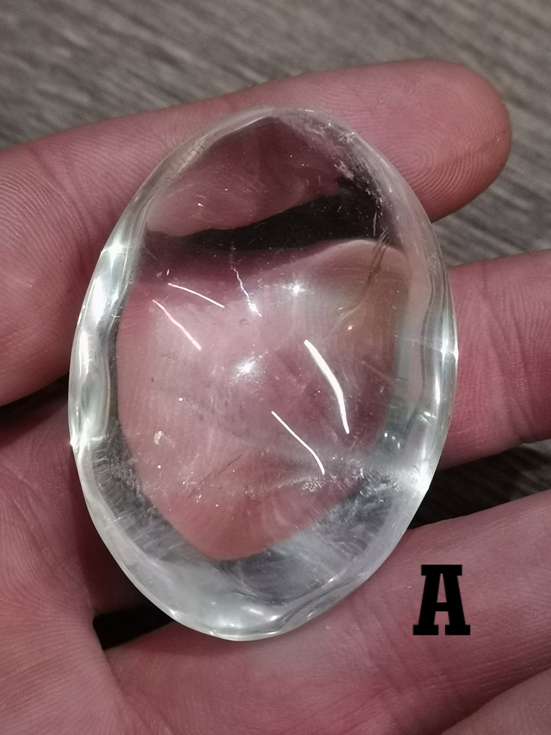 Rock Crystal, Translucent Quartz / Pebble, Palm Stone -> Top ...