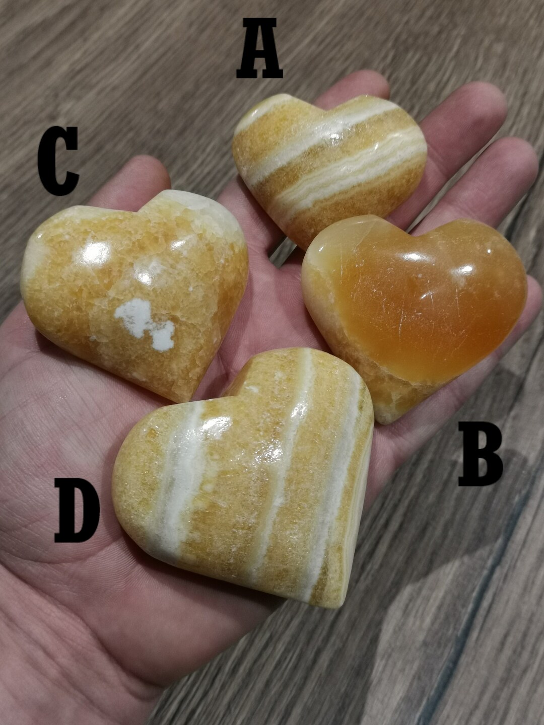 Banded Honey Calcite, Natural Stone Cut Into HEARTS OF YOUR CHOICE - Etsy