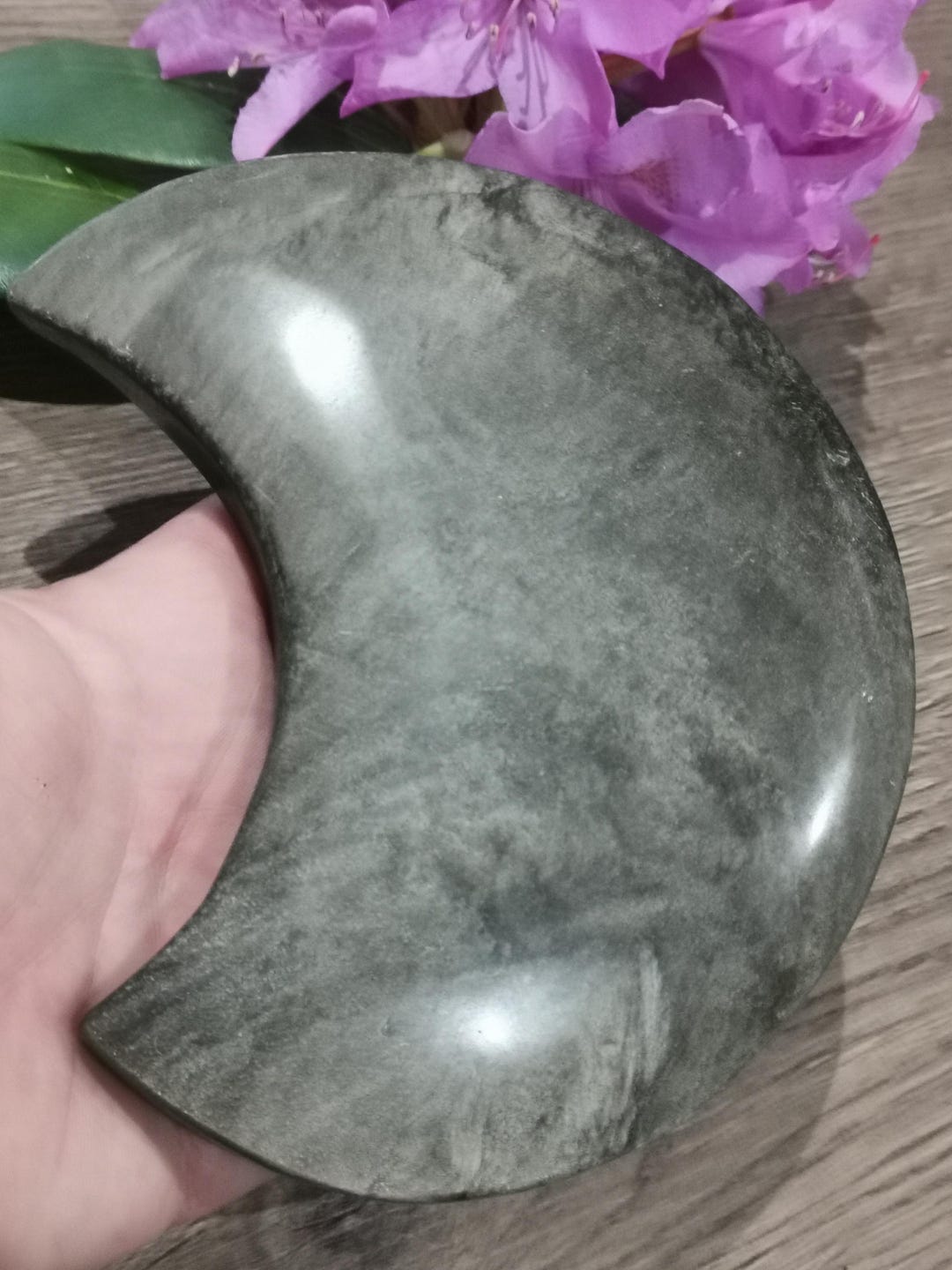 Obsidian Gold Golden Reflection, Large MOON in Natural Stone, Top ...
