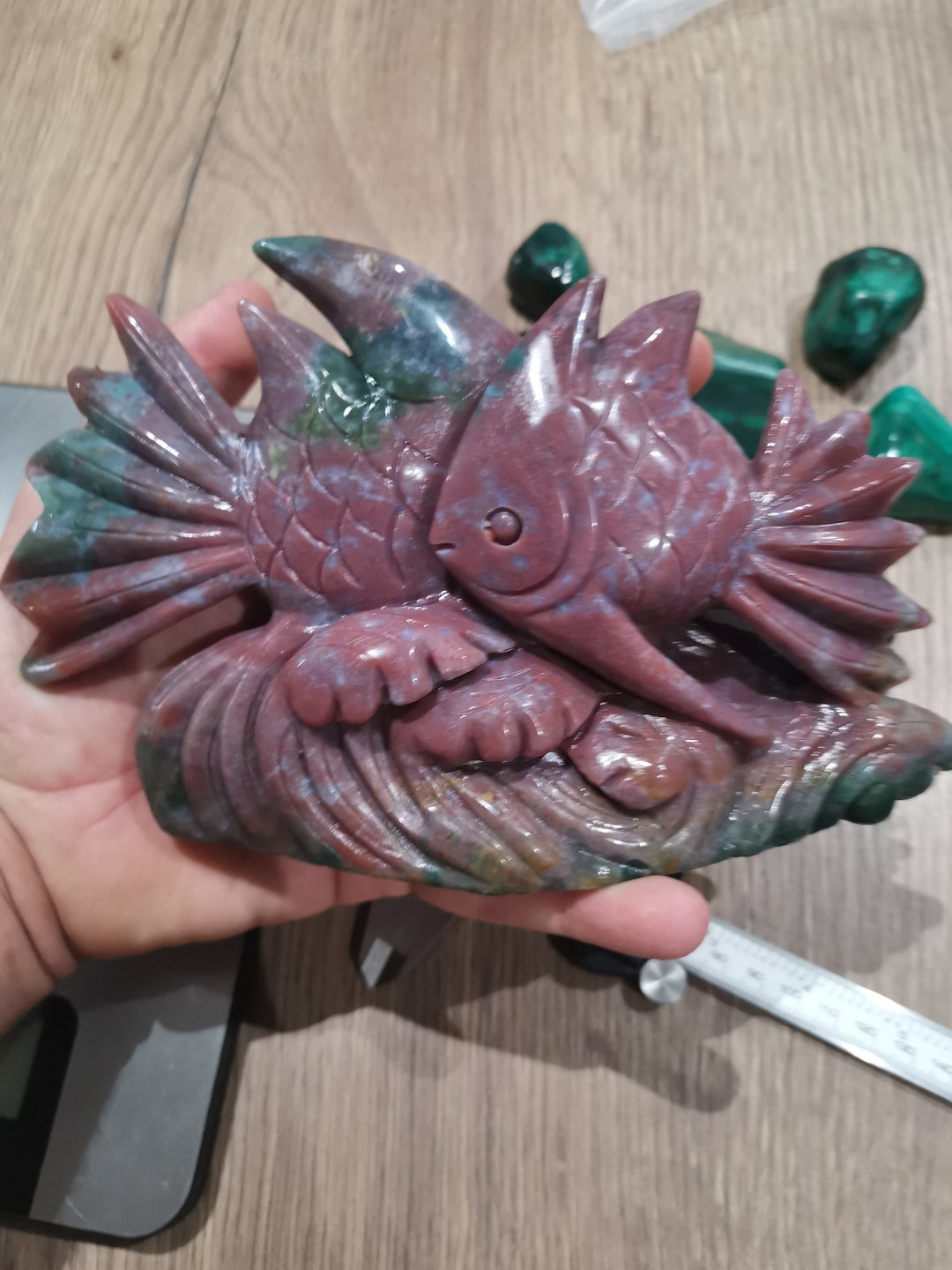 Ocean Jasper, Natural Stone Fish Statue Sculpture - Etsy