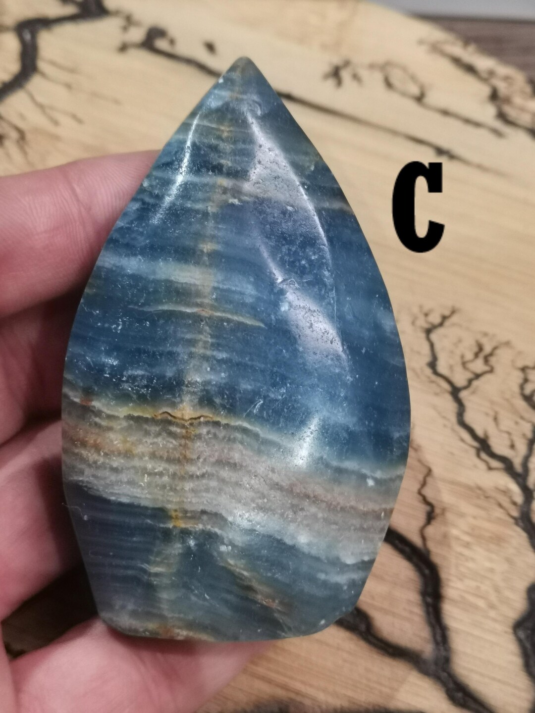 Argentinian Blue Onyx, Natural Stone Cut in FLAME, Torch / Lithotherapy ...