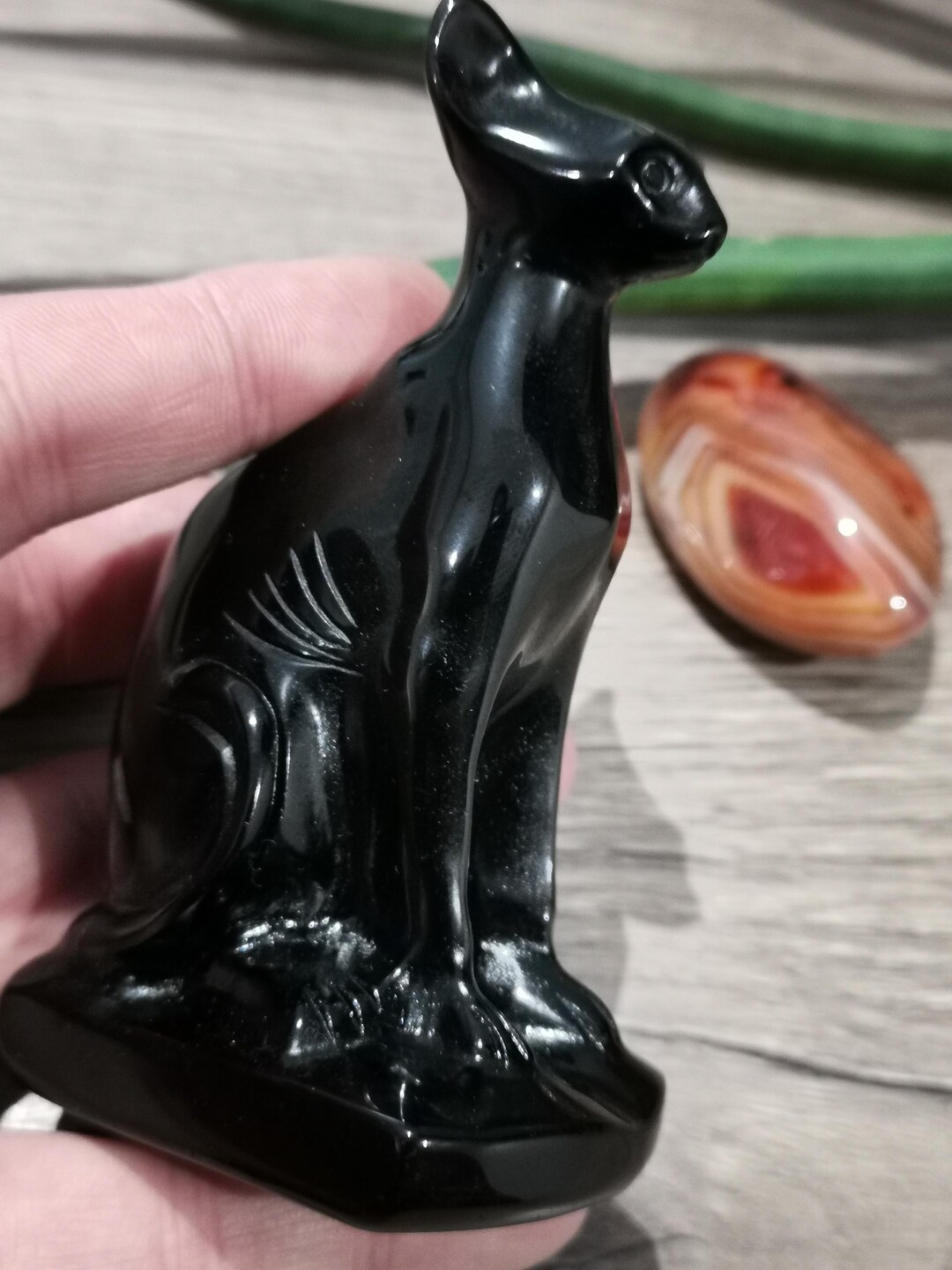 Egyptian Cat Sculpture in BLACK Obsidian 210 Gr - Etsy