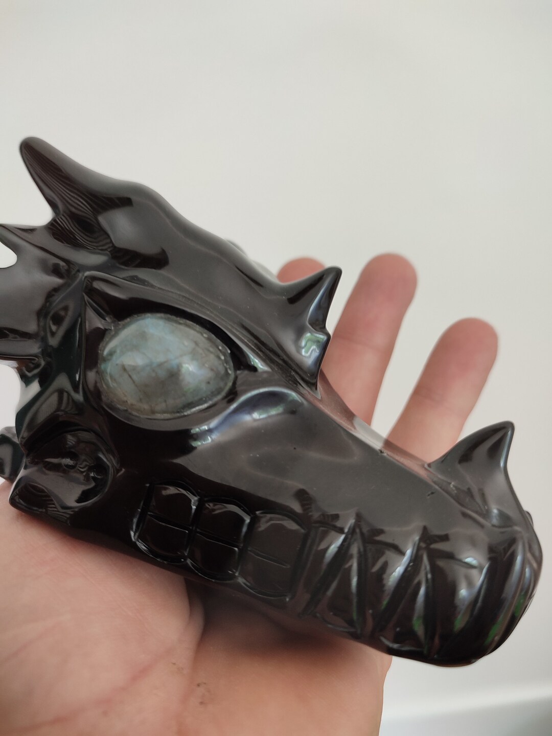 Obsidian Dragon Skull Sculpture Crystal / Collectible Natural Stone ...