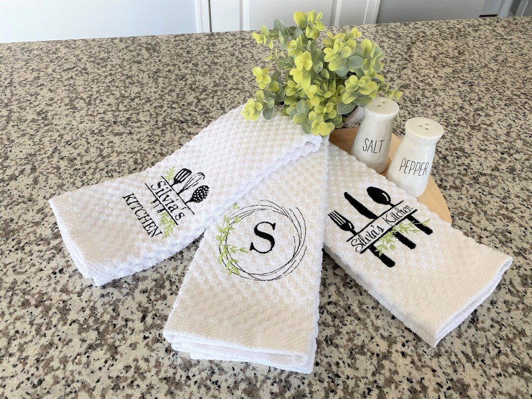 Embroidered Kitchen Towels: Personalized Farmhouse Decor - Etsy