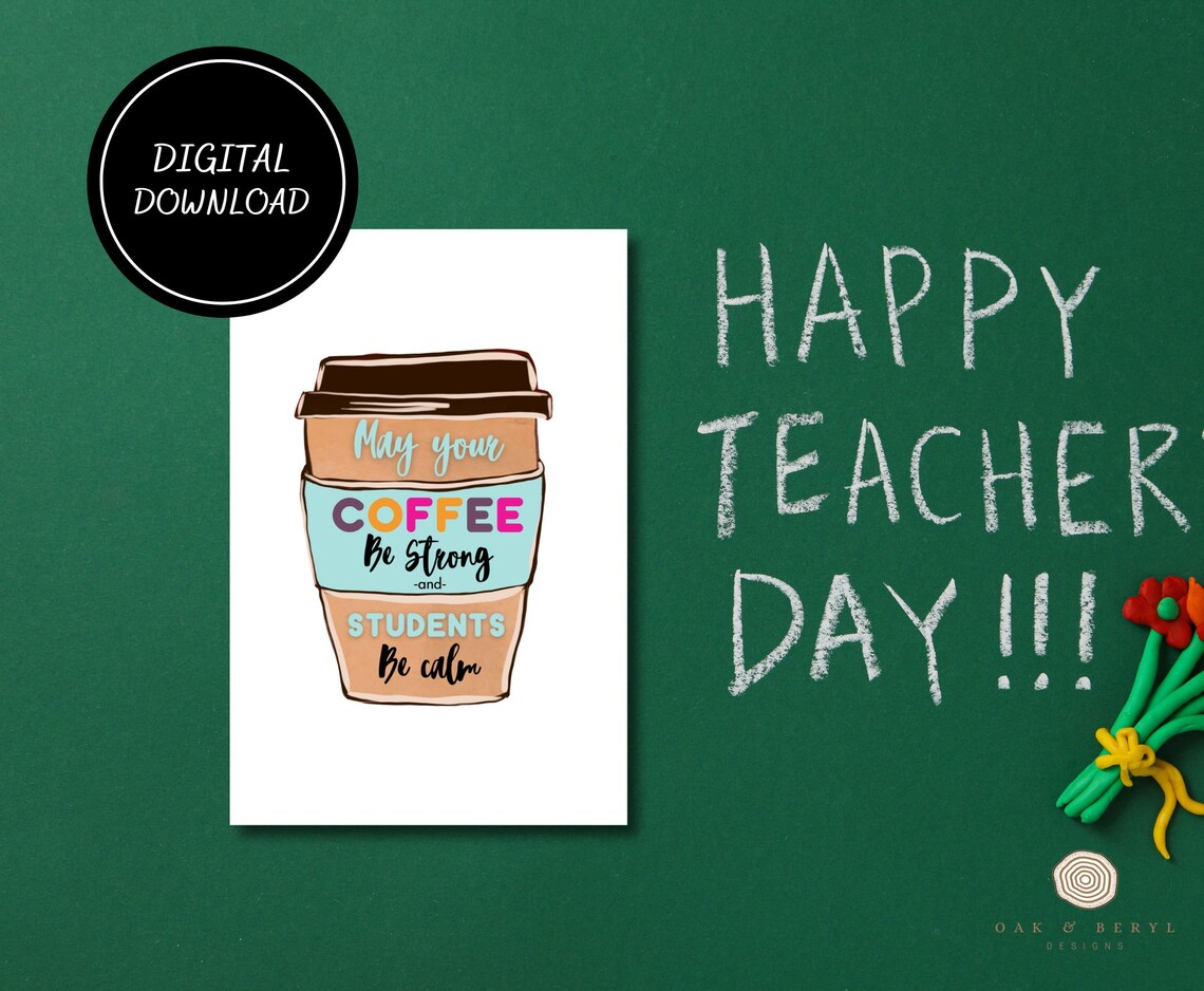 Teacher Appreciation Card: Coffee Design, Printable 4x6 (digital ...