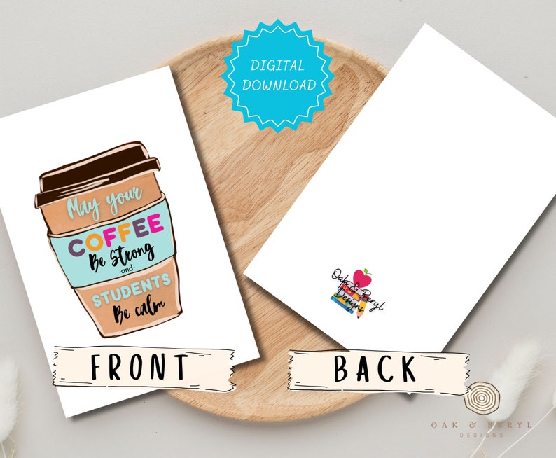 Teacher Appreciation Card: Coffee Design, Printable 4x6 (digital ...