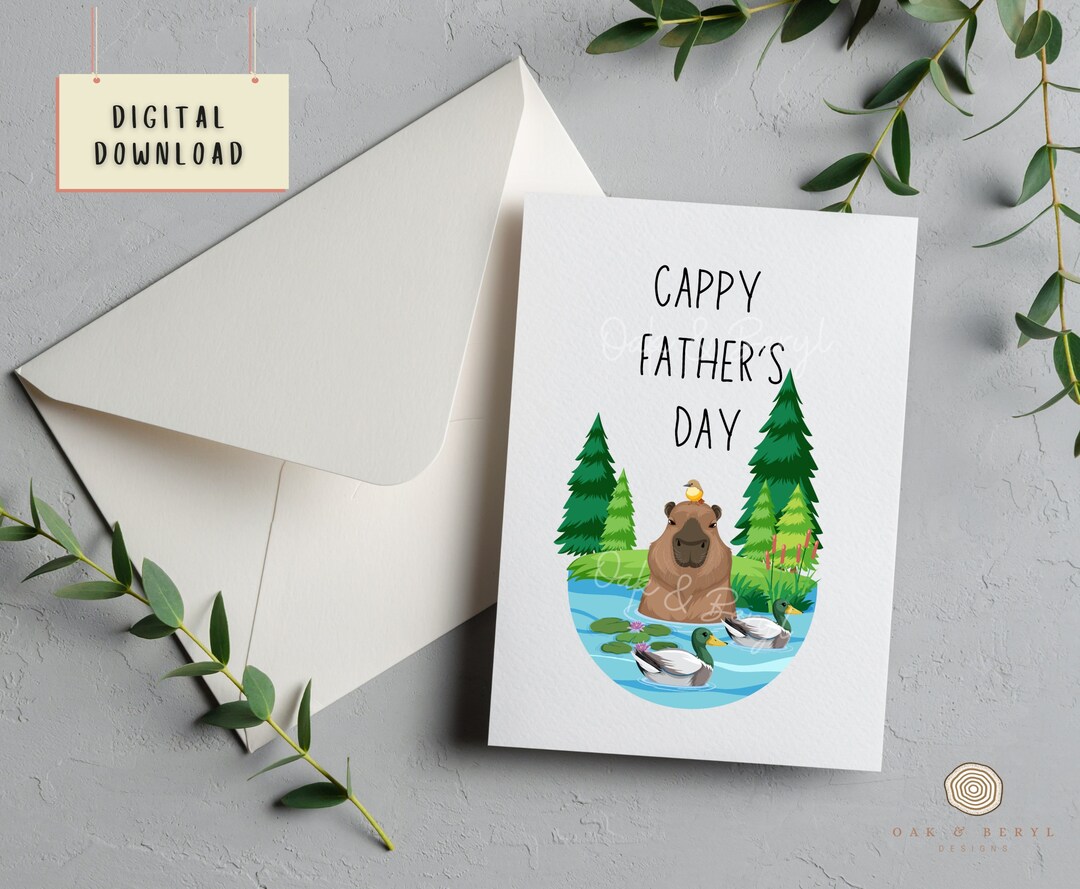 Father's Day Capybara Greeting Card| Cappy Father's Day Card| Capybara ...