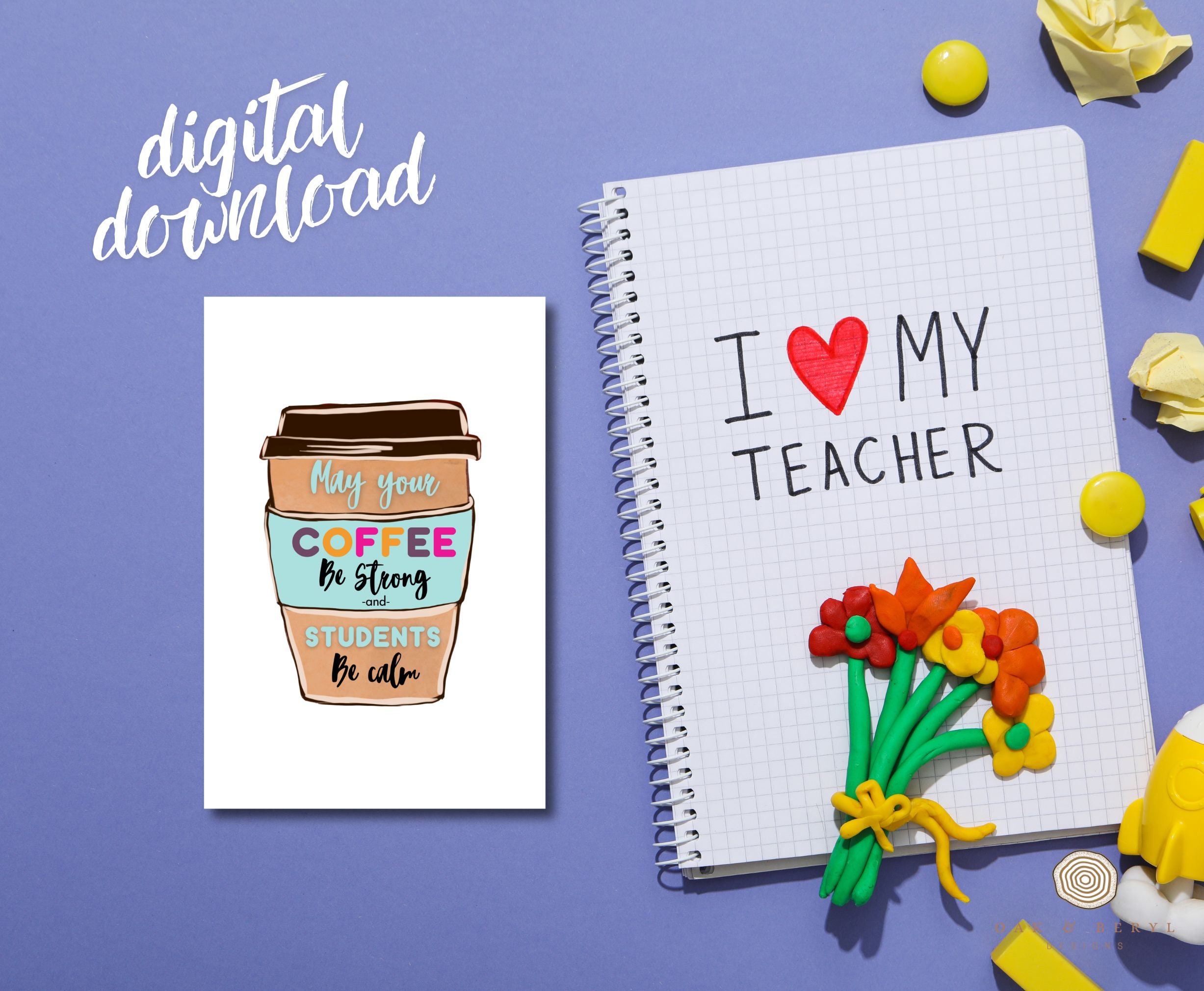 Teacher Appreciation Card: Coffee Design, Printable 4x6 (digital ...