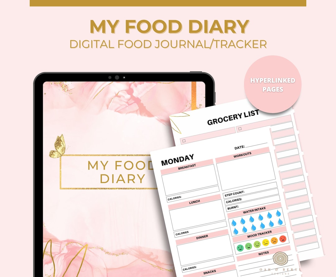 Digital Food Diary: Calorie Tracker, Weekly Meal Planner (PDF) - Etsy