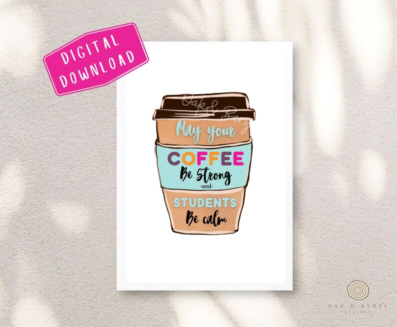 Teacher Appreciation Card: Coffee Design, Printable 4x6 (digital ...