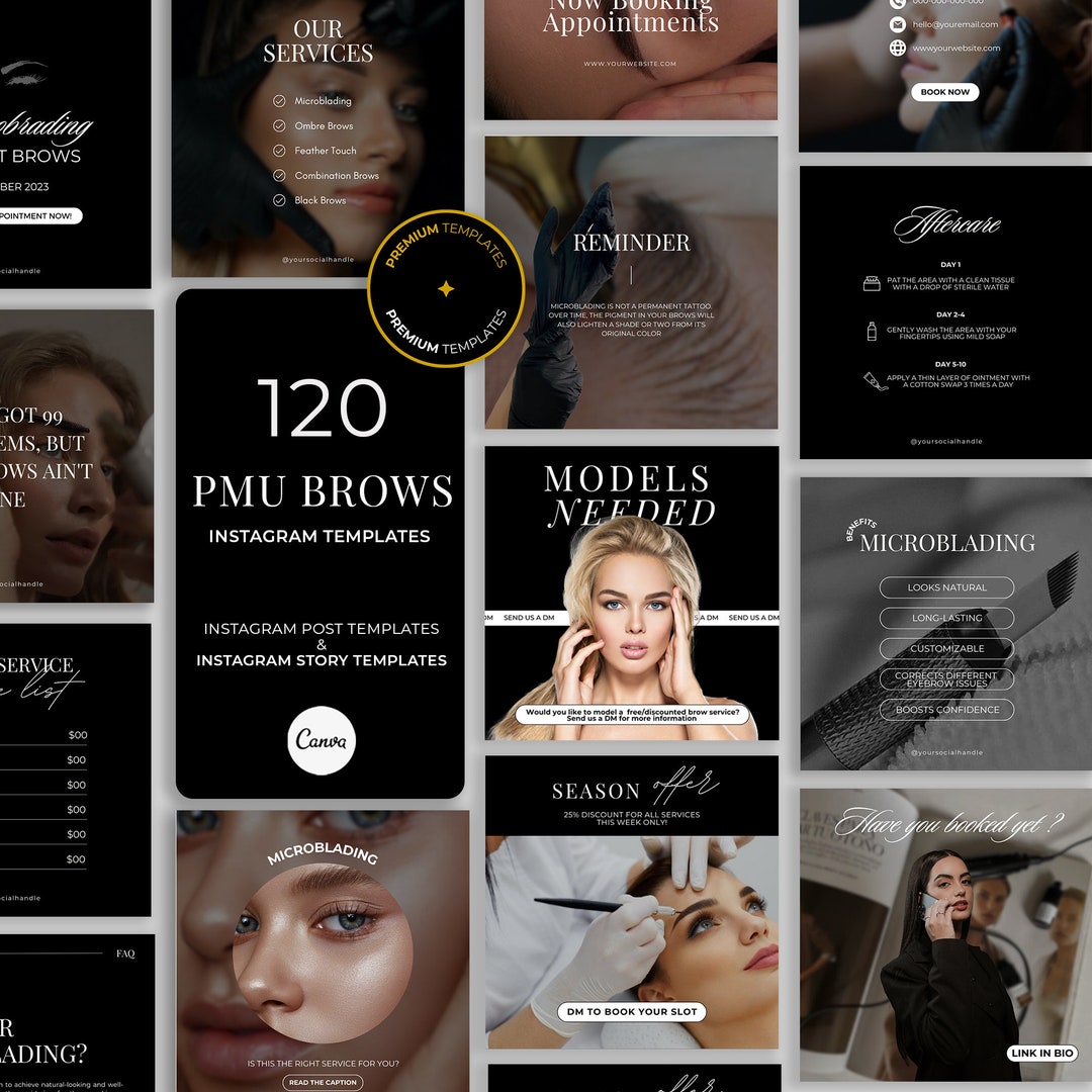 PMU Brows Instagram Templates, Microblading Instagram Templates, PMU ...