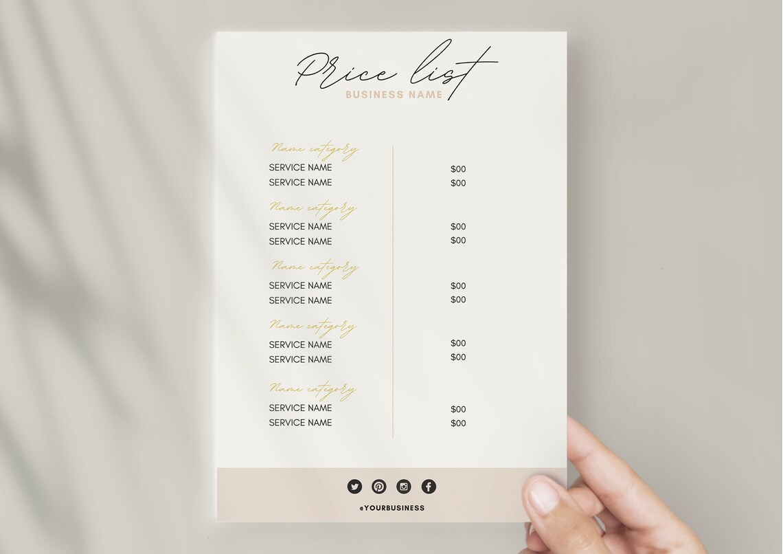 Editable Price List Template, Small Business Price List, Editable Price ...