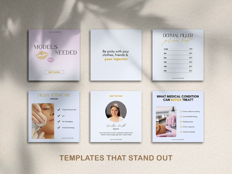 90 Botox and Filler Instagram Post Templates Blue and Gold - Etsy