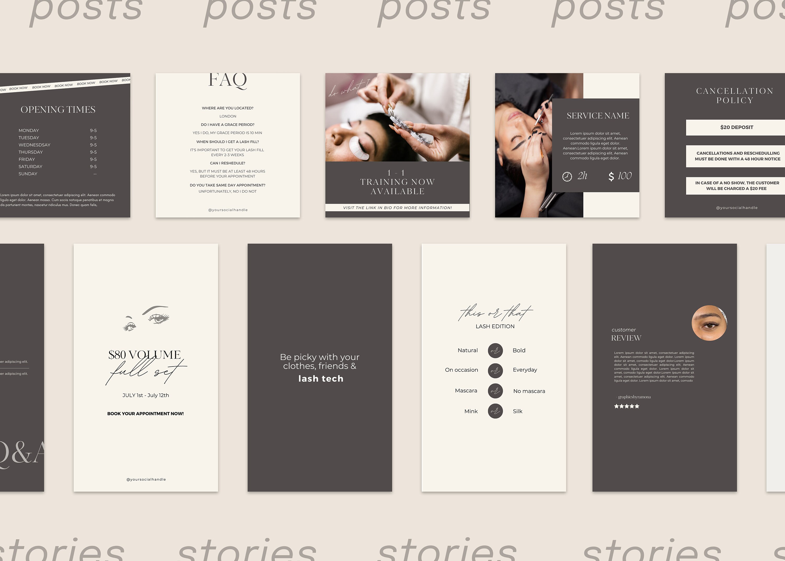 130 Lash Tech Instagram Post Templates, Lash Artist Content , Lash ...