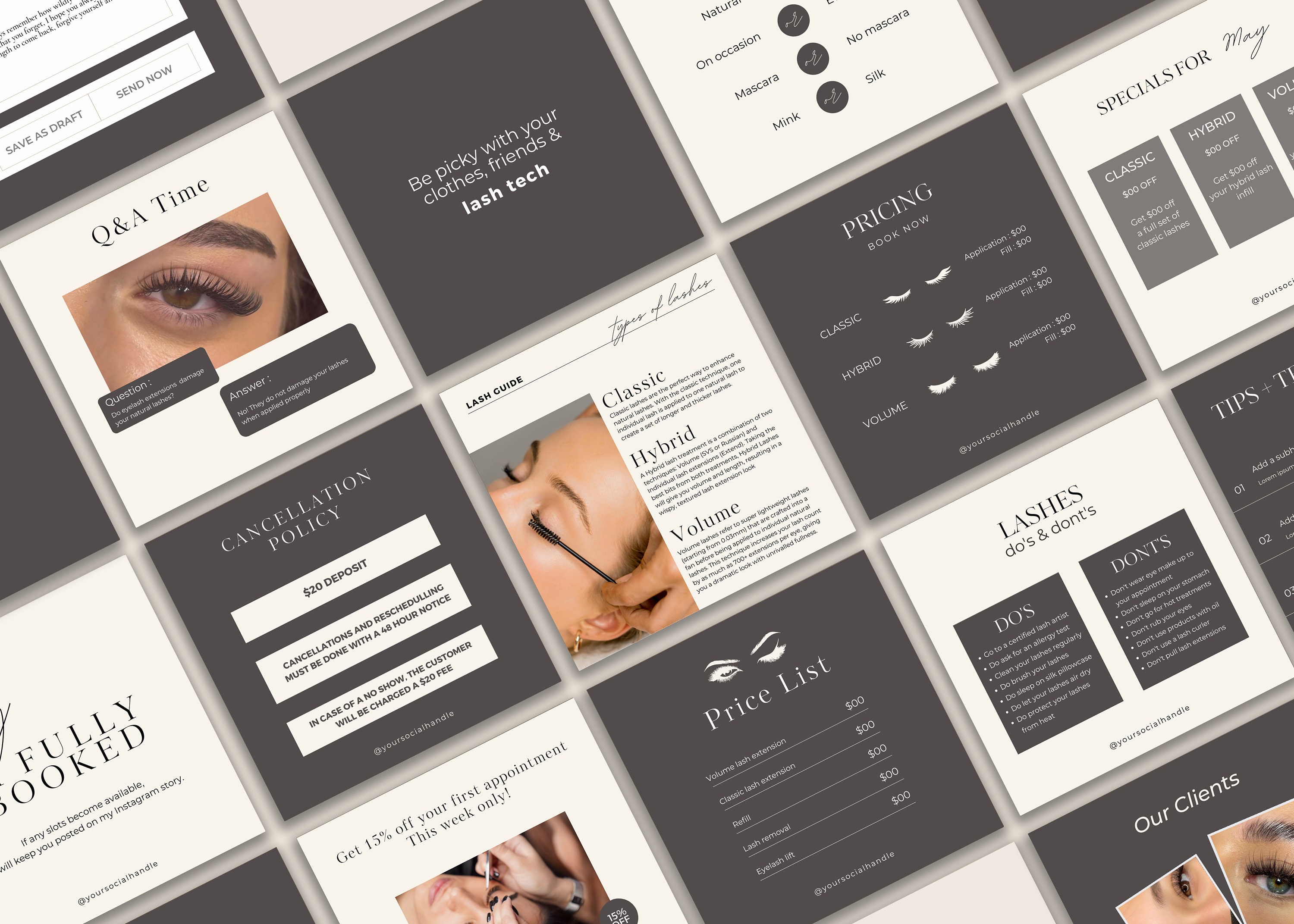 130 Lash Tech Instagram Post Templates, Lash Artist Content , Lash ...