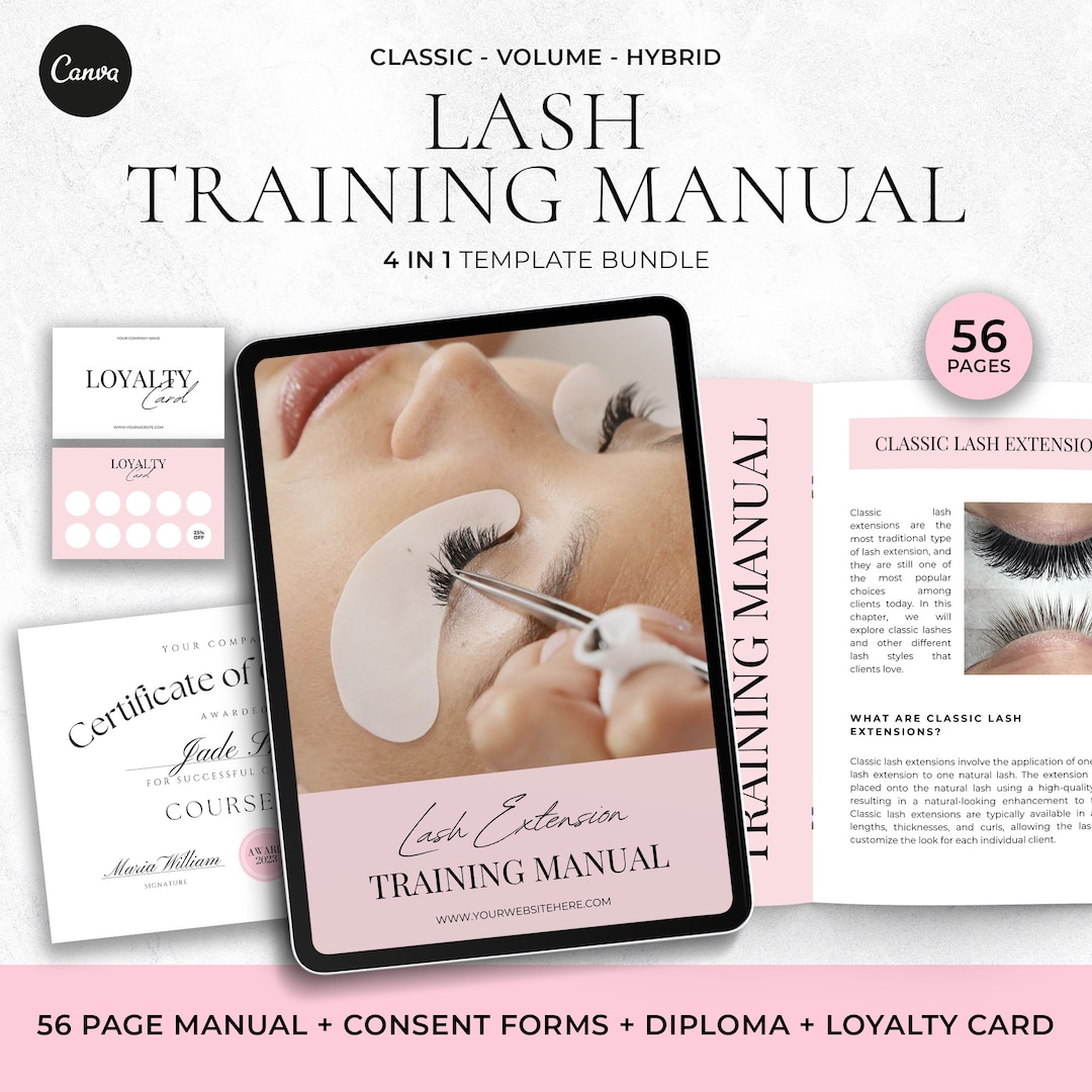 Editable Lash Extension Training Manual, Eyelash Extension Training Manual, Lash Instructor ...