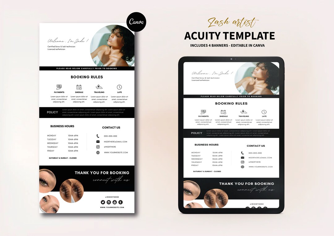 Acuity Scheduling Template, Lash Tech Website Template, DIY Booking ...