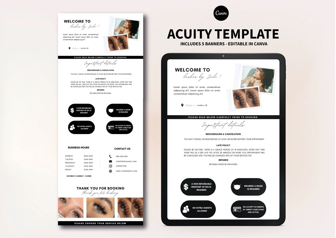 DIY Acuity Scheduling Template Website Template Black and - Etsy
