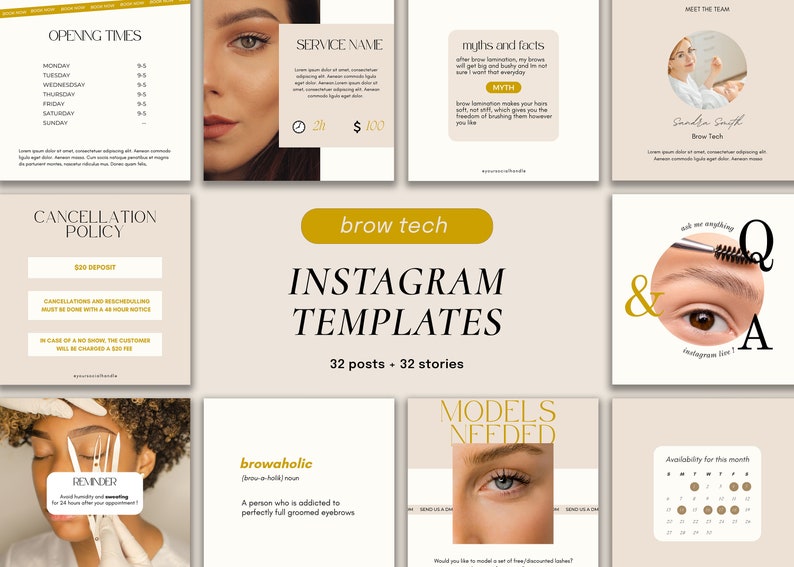 Brow Tech Instagram Templatesbrow Artist Instagram Posts - Etsy