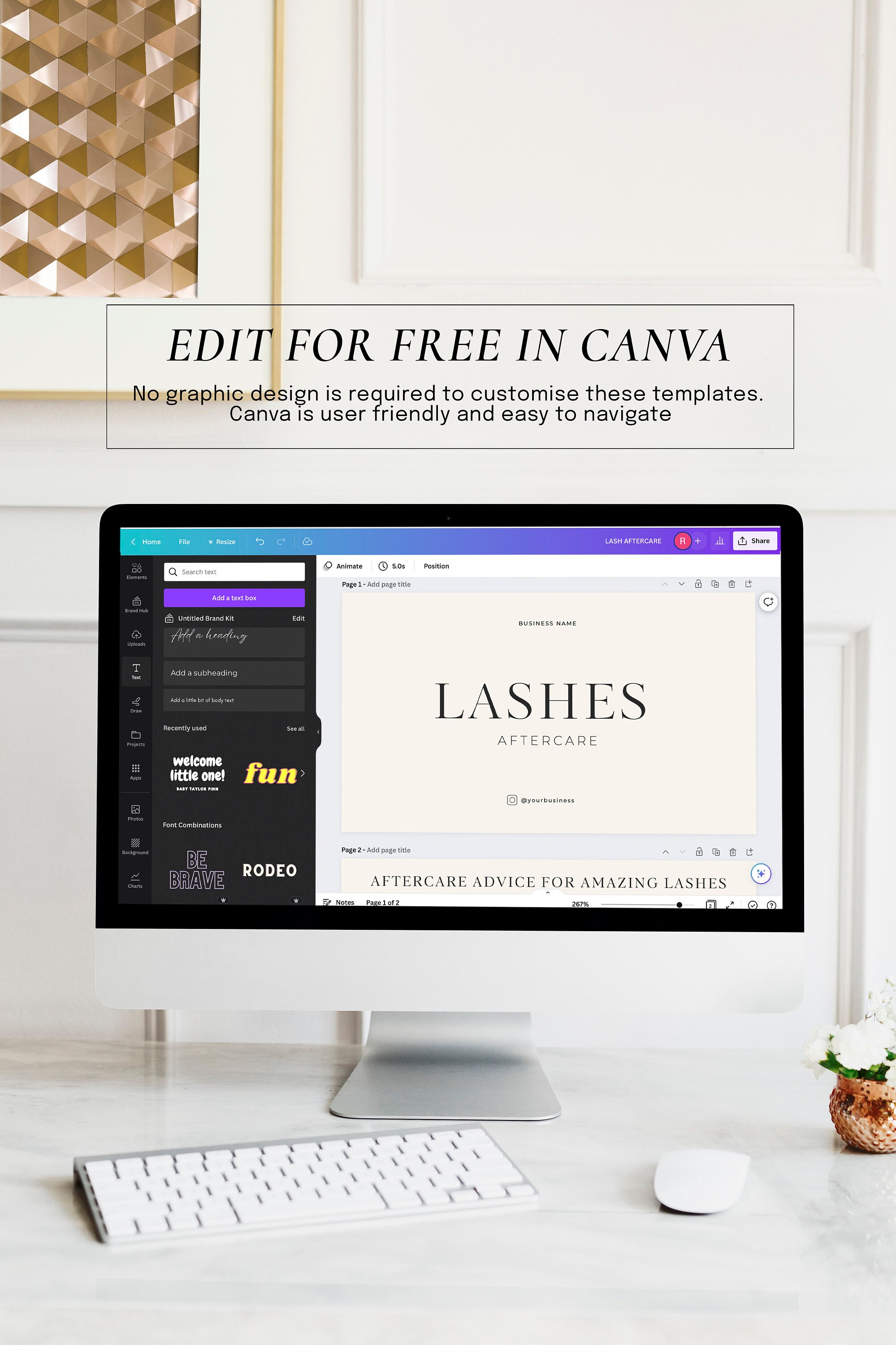 Lash Aftercare Card, Lash Instruction Cards , Brown Aftercare Eyelash ...