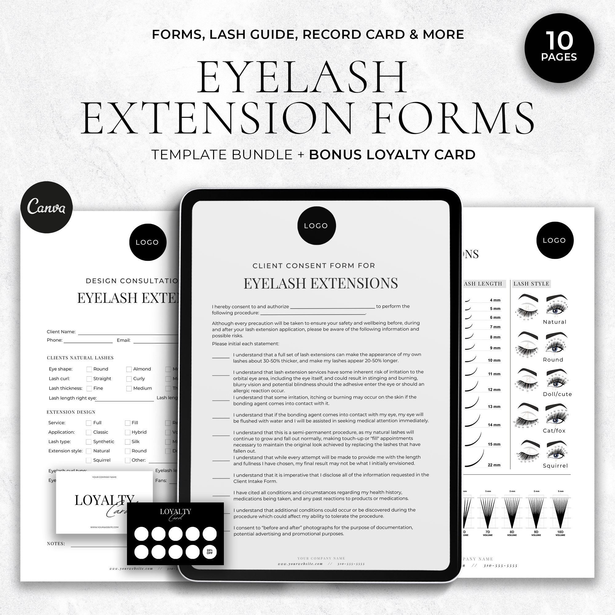 Professional Eyelash Extension Forms, Editable Lash Consent Forms, Lash ...
