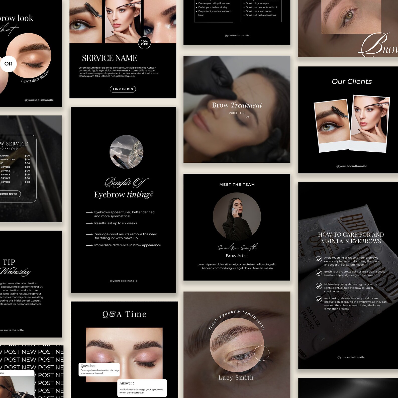 150 Brow Tech Templates ,brow Lamination Template, Brow Tint Template ...