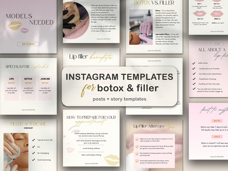 Botox and Filler Instagram Post Templates Canva Botox - Etsy