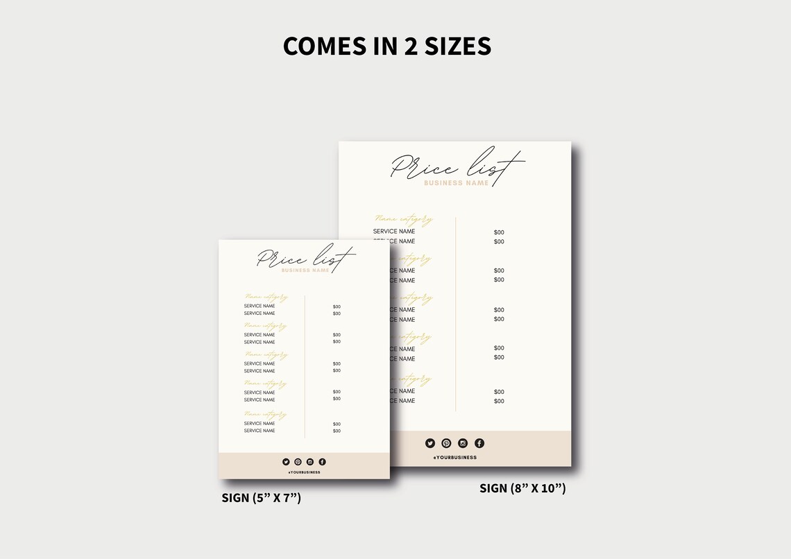 Editable Price List Template, Small Business Price List, Editable Price ...