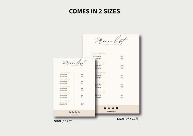 Editable Price List Template, Small Business Price List, Editable Price ...
