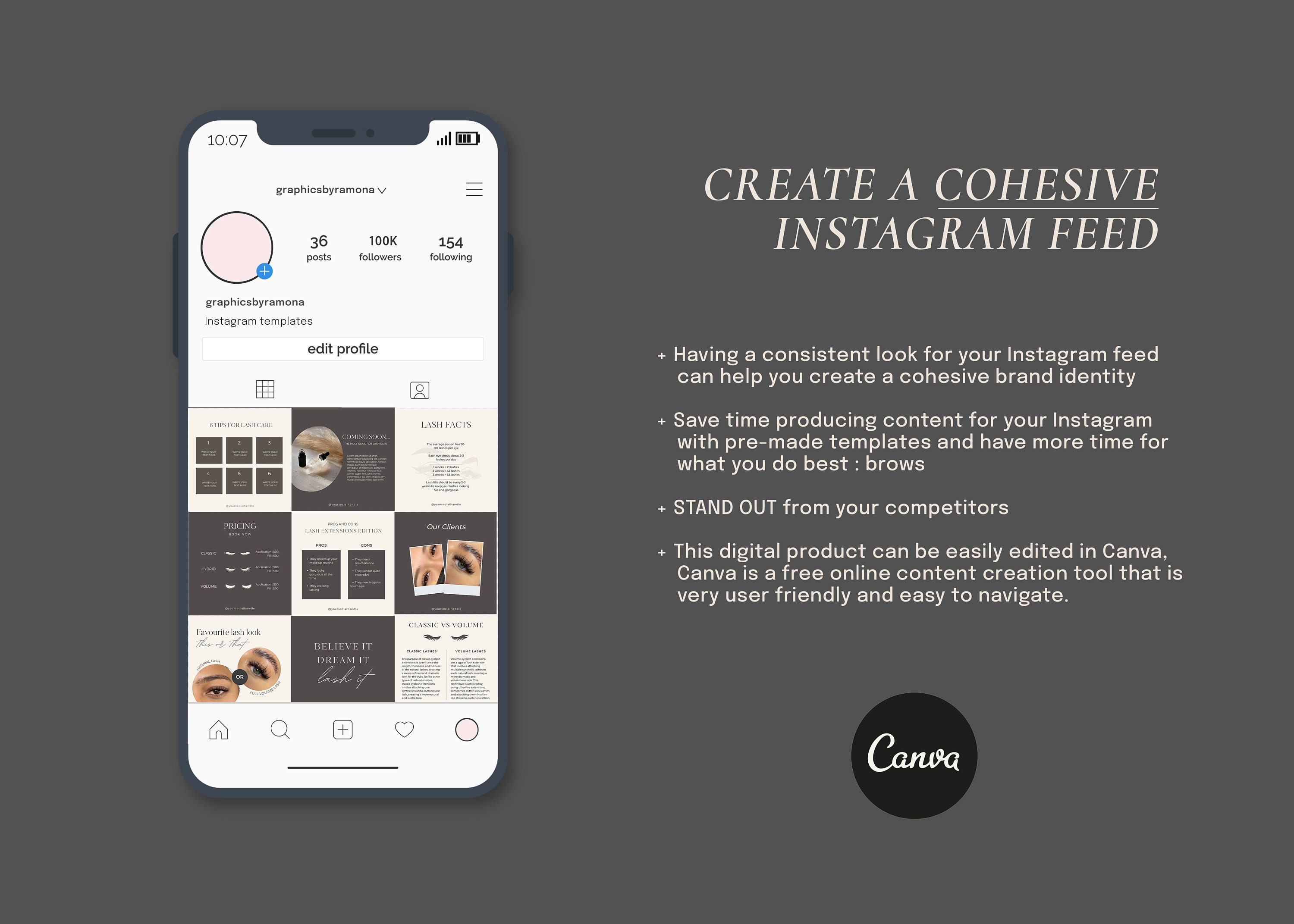130 Lash Tech Instagram Post Templates, Lash Artist Content , Lash ...