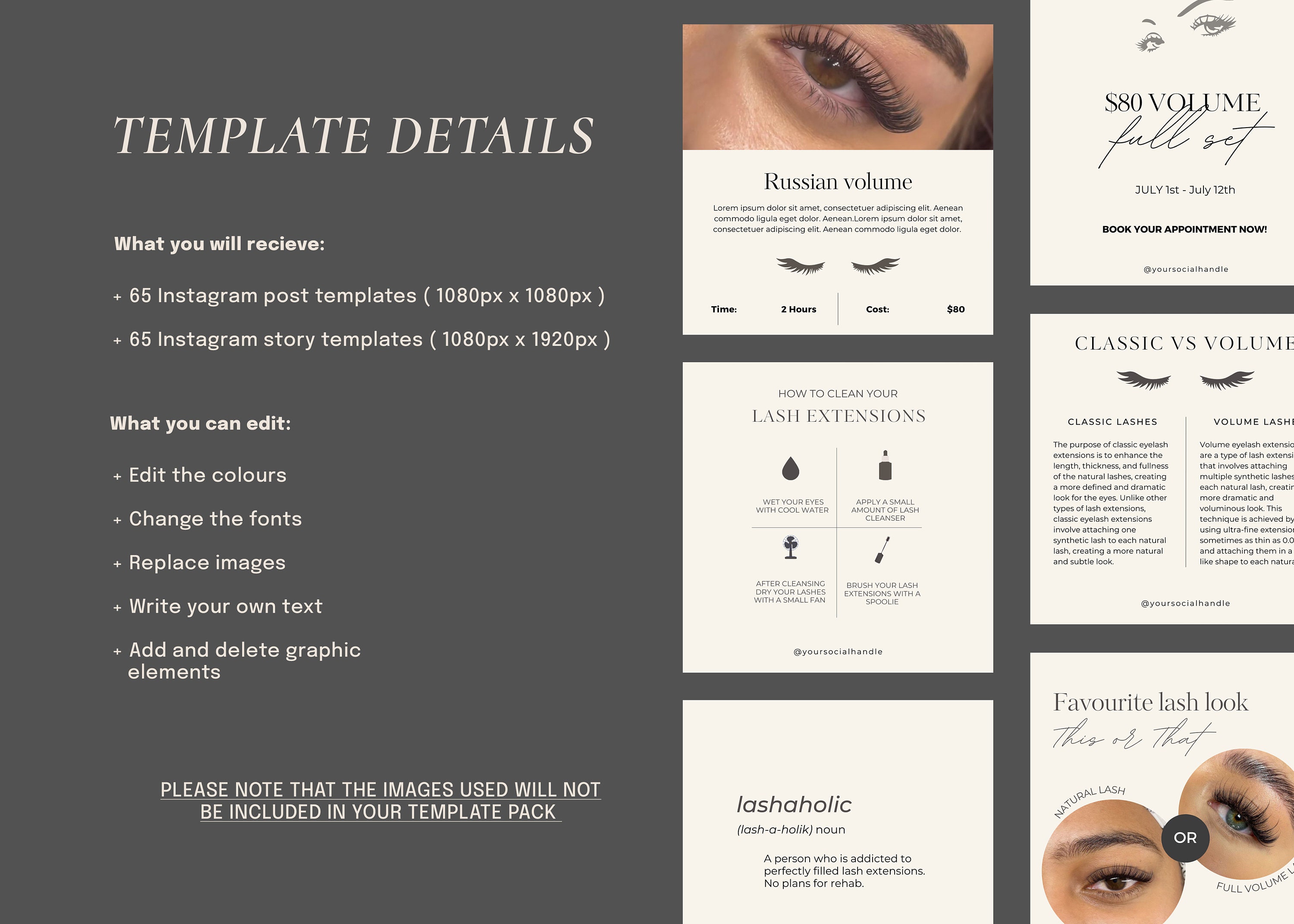 130 Lash Tech Instagram Post Templates, Lash Artist Content , Lash ...