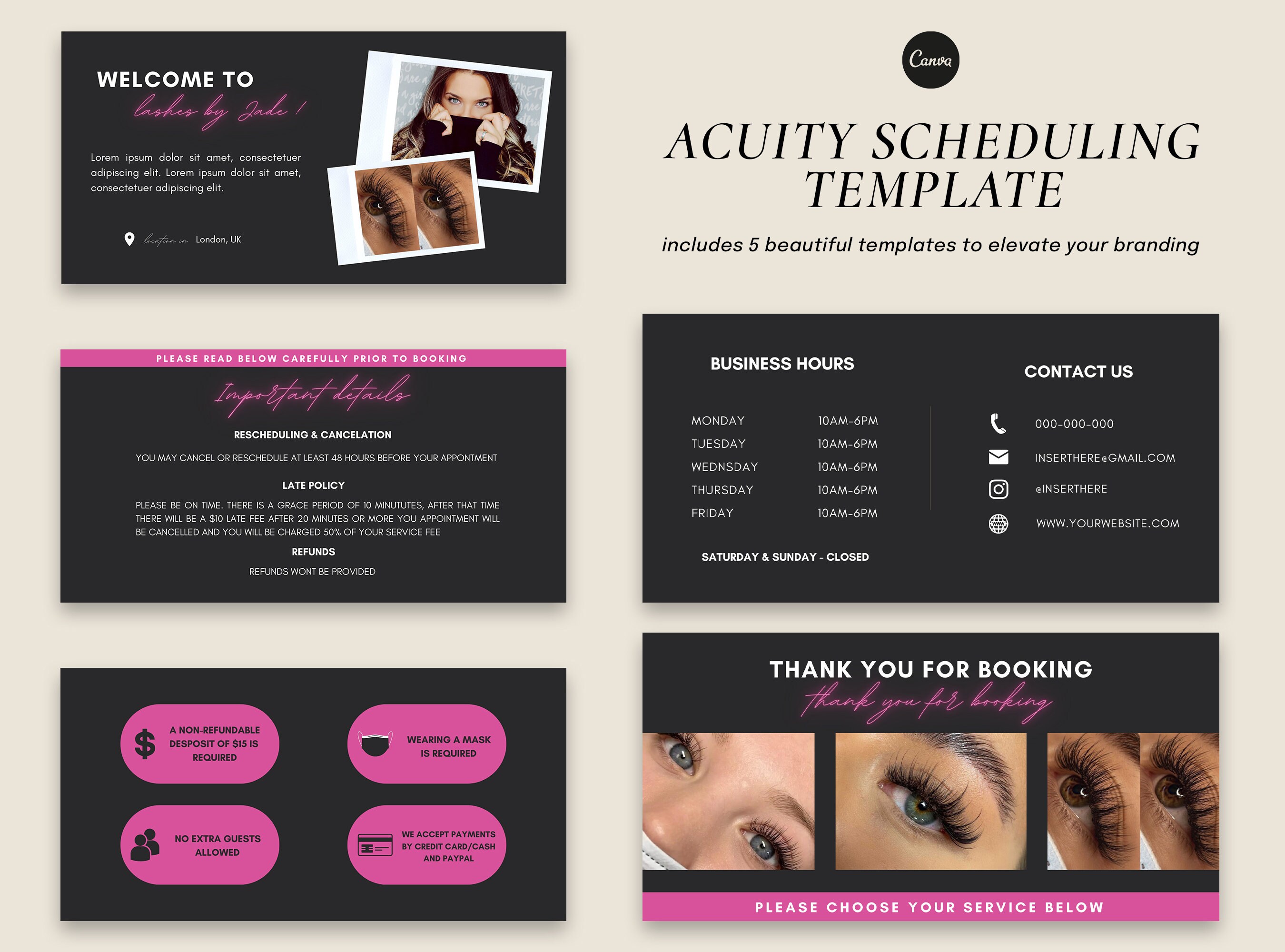 DIY Acuity Scheduling Template, Pink Website Template,booking Site ...