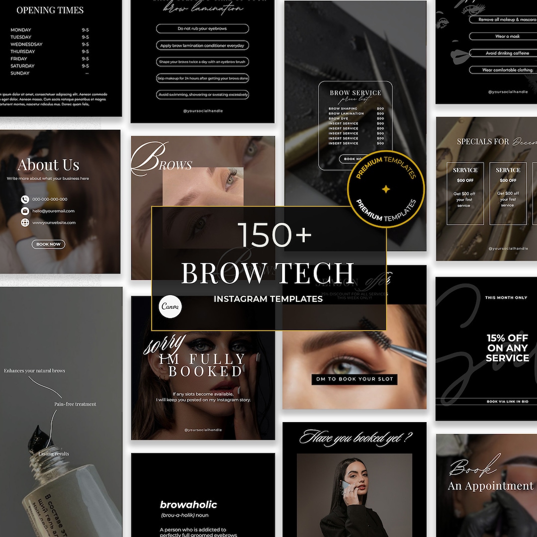 150 Brow Tech Templates ,brow Lamination Template, Brow Tint Template ...