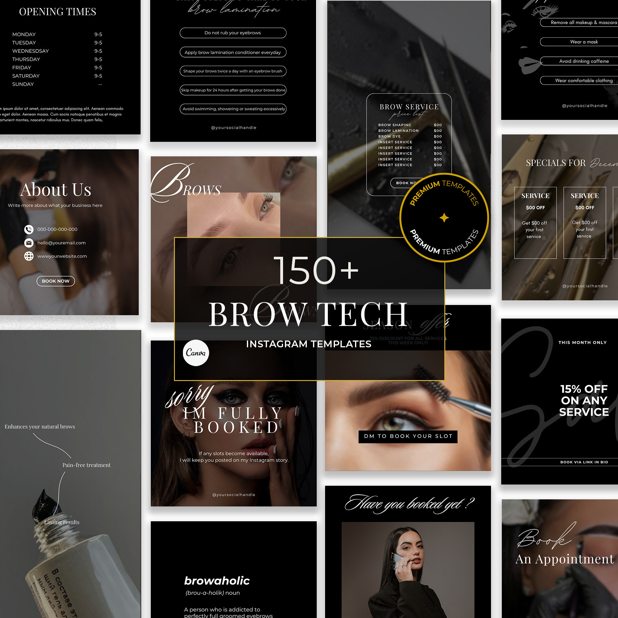 150 Brow Tech Templates ,brow Lamination Template, Brow Tint Template ...