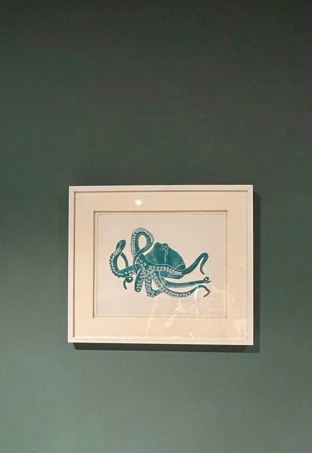 Octopus Linocut Print 8 X 10 Unframed - Etsy