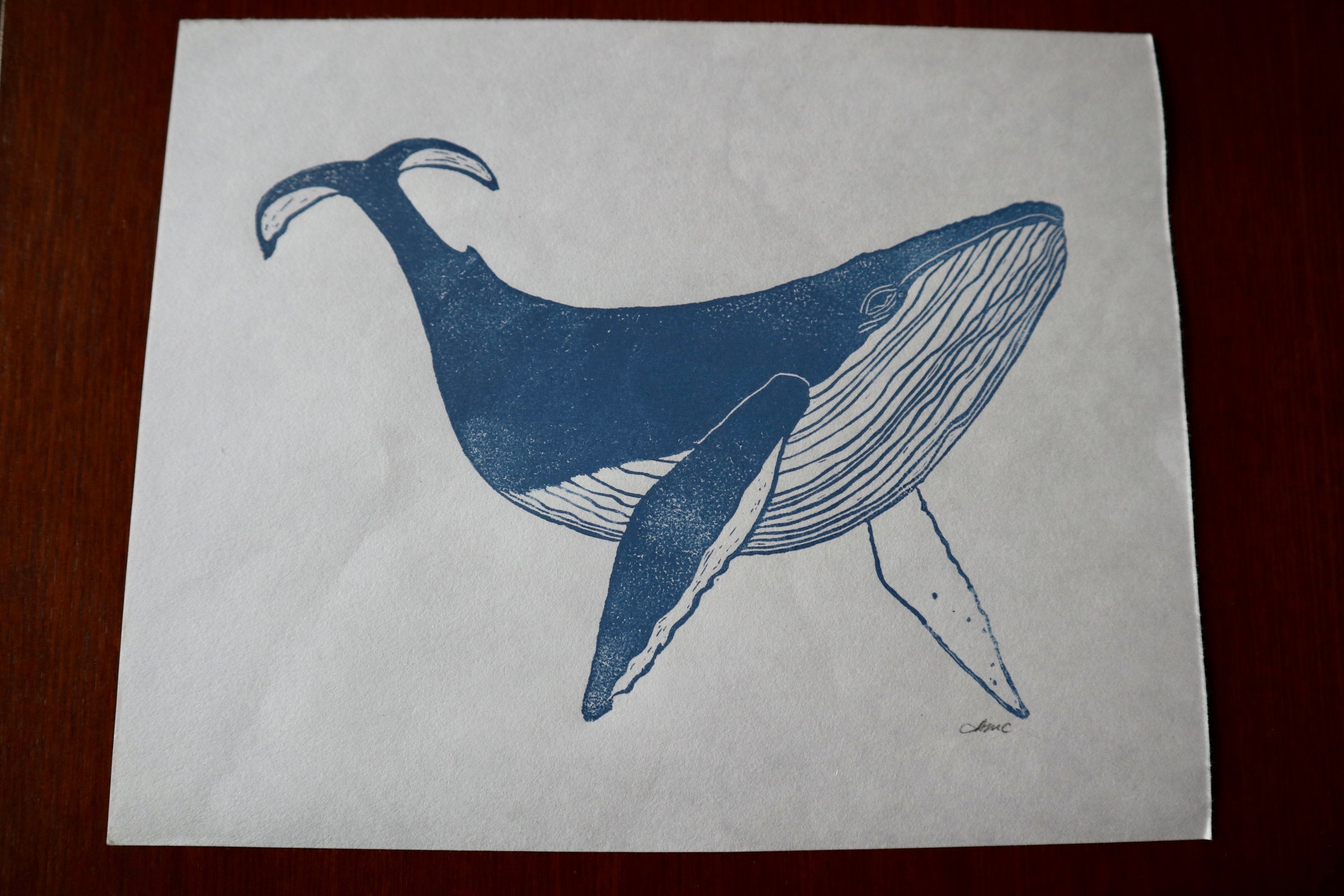Humpback Whale Linocut Print 8 X 10 Unframed - Etsy